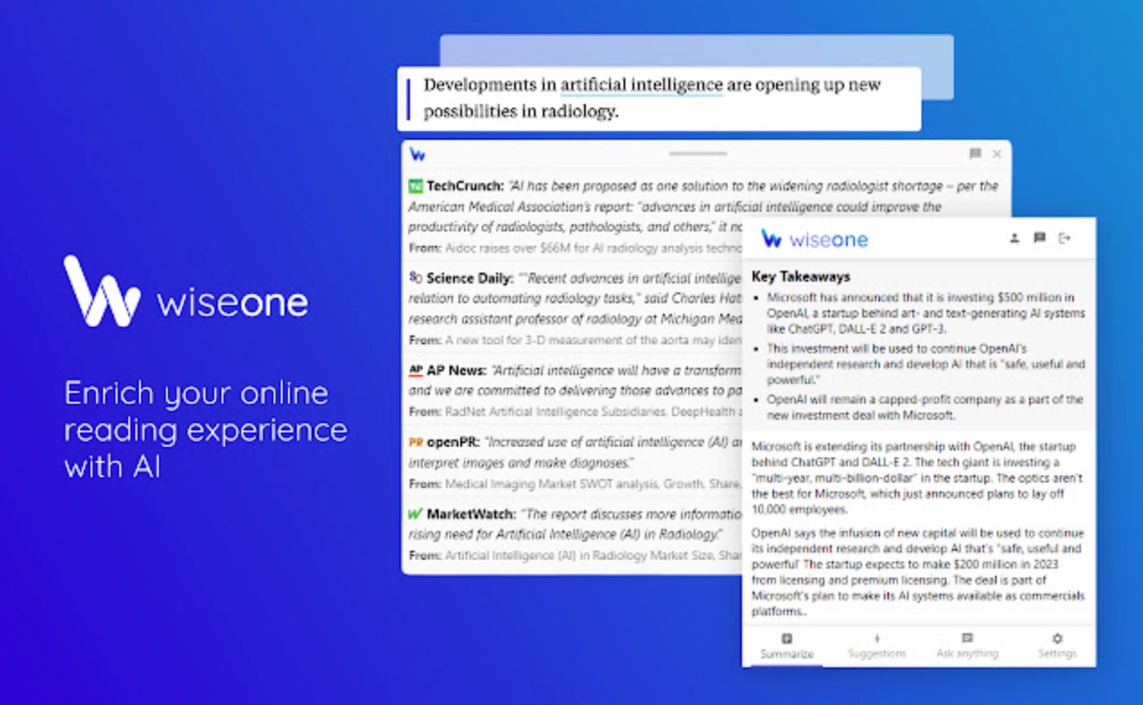 WiseOne vous aide à comprendre et à analyser ce que vous lisez en ligne – Les Outils IA